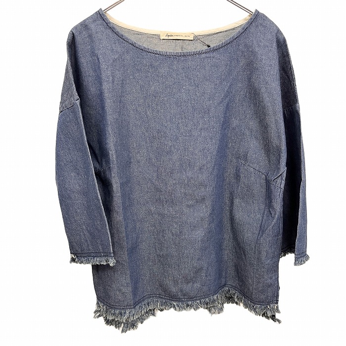 【楽天市場】リップスター 【新品】LIPSTAR プルオーバー デニムシャツ ボートネック フリンジ 7分袖 無地 裾スリット 綿100% 2 ブルー 青 レディース：Undo Rowa 楽天市場店