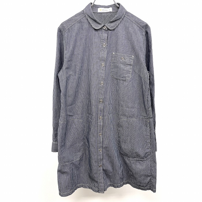 【楽天市場】【中古】Golden Bear - M レディース 若干薄手 Aライン シャツチュニック シャツワンピース ストライプ 長袖 綿100% ネイビー×ホワイト 紺：Undo Rowa ...