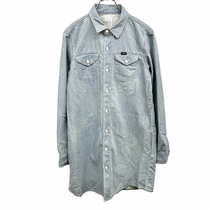 【楽天市場】【中古】リー Lee マタニティ デニムシャツワンピース USED加工 長袖 両胸フラップポケット 猫目ボタン 綿100% コットン M ブルー 青 レディース：Undo Rowa ...
