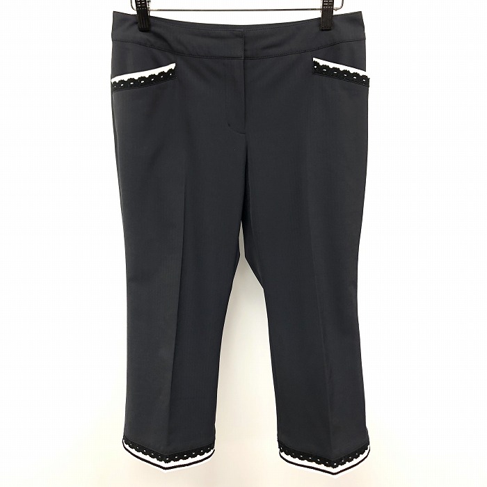 【楽天市場】【中古】PREMIERE プルミエール 38 レディース クロップドパンツ 裾とポケットにレース 同色ストライプ ストレート 日本製 ブラック系(紺？) 黒系：Undo Rowa ...