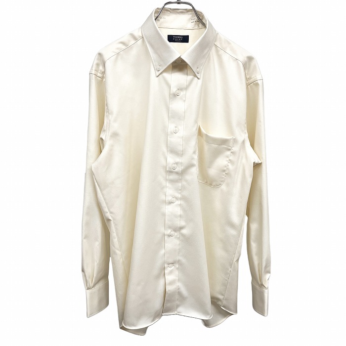 【楽天市場】【中古】テムズポイント THAMES POINT ワイシャツ ドレスシャツ ボタンダウン 胸ポケット 長袖 ロングテール 綿100% 41-82 アイボリー メンズ：Undo ...