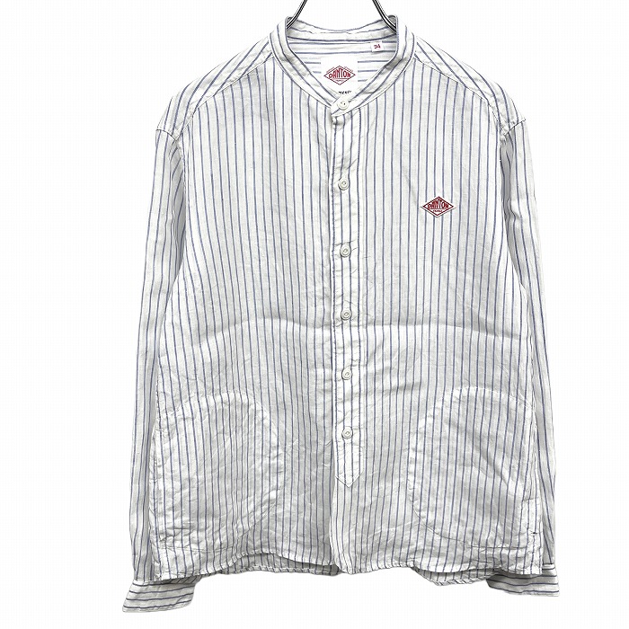 【楽天市場】【中古】ダントン DANTON バンドカラーシャツ ストライプ ウエストポケット 長袖 麻100% リネン100% 34 ネイビー 紺×白 メンズ(レディース？)：Undo ...