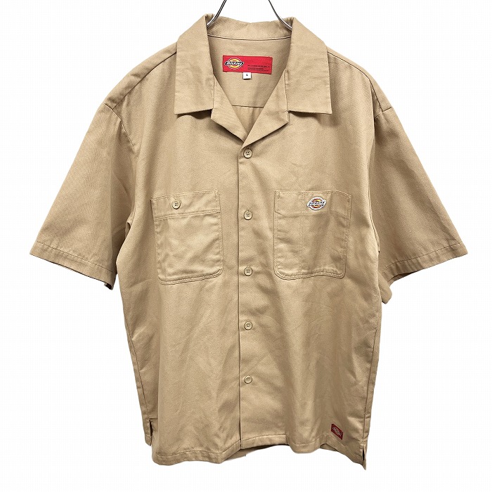 【楽天市場】【中古】ディッキーズ Dickies オープンカラーシャツ 開襟 両胸ポケット ロゴパッチ 半袖 ボックスカット ポリ×綿 L ベージュカーキ メンズ：Undo Rowa 楽天市場店