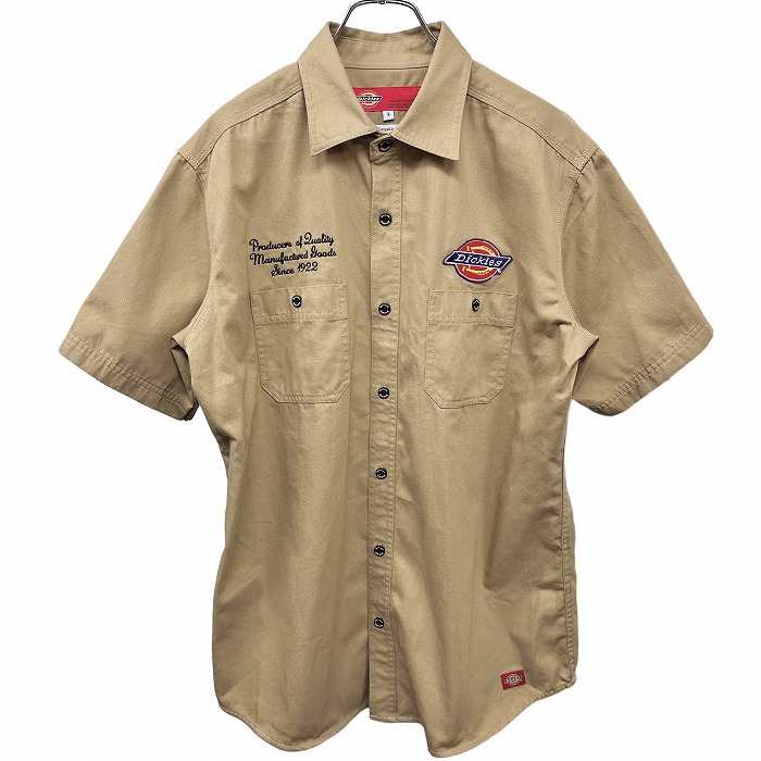 【楽天市場】【中古】ディッキーズ Dickies ワークシャツ チノシャツ レギュラーフィット 両胸ポケット 半袖 ロゴパッチ ポリ×綿 L ベージュ メンズ：Undo Rowa 楽天市場店