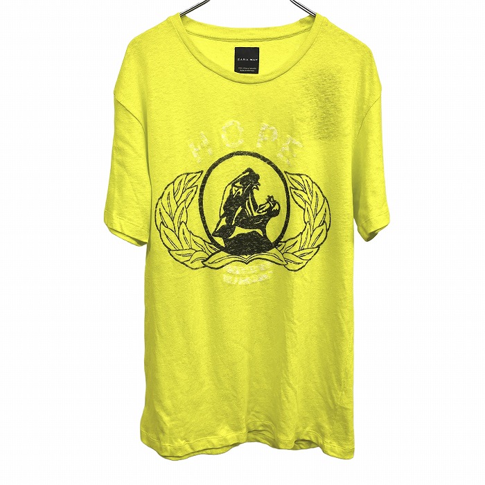 【楽天市場】ザラ 【新品】ZARA MAN Tシャツ ピューマ プリント イラスト 英字 『HOPE』 半袖 コットン×リネン 綿×麻 L イエロー 黄×黒×白 メンズ：Undo Rowa 楽天市場店