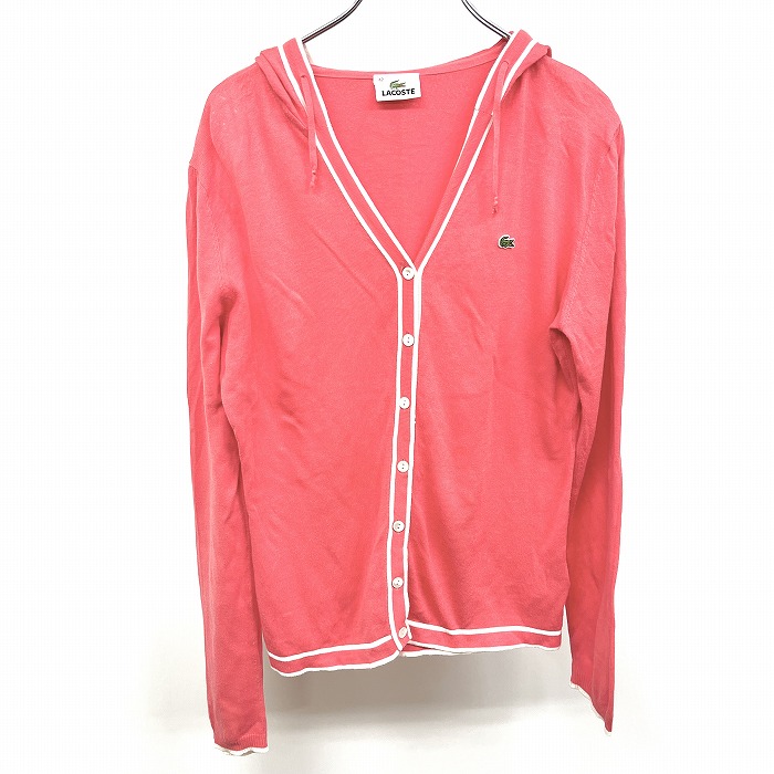 【楽天市場】【中古】LACOSTE ラコステ 42 レディース 女性 薄手 ニットパーカー カーディガン ワニのミニパッチ 長袖 綿×レーヨン ピンク×ホワイト ピンク：Undo Rowa 楽天市場店