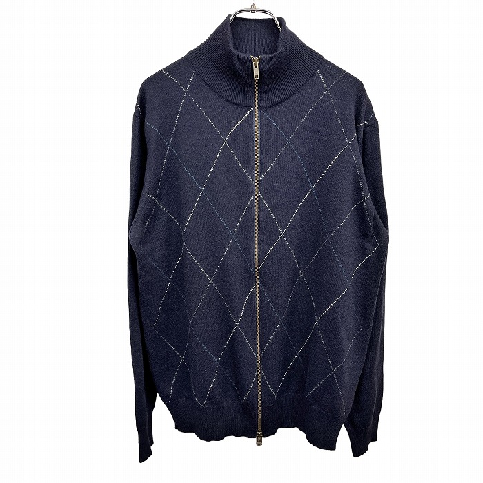 【楽天市場】【中古】ケントアヴェニュー ニット カーディガン ジップアップセーター ダイヤチェック ハイネック 長袖 アクリル×毛 LL ネイビー メンズ：Undo Rowa 楽天市場店