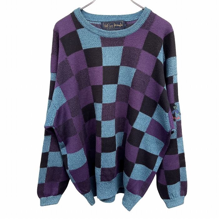 【楽天市場】【中古】プリングル Pringle ニット セーター ブロックチェック 長袖 スコットランド製 古着 ウール×アクリル M パープル 紫×杢青×黒 メンズ：Undo Rowa 楽天市場店