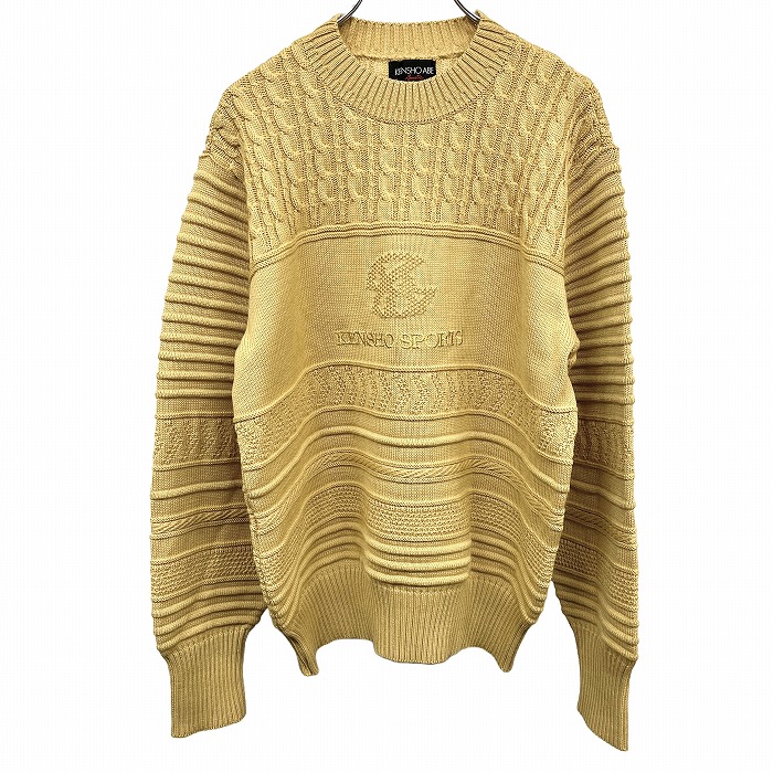 【楽天市場】【中古】ケンショウアベスポーツ KENSHO ABE SPORTS ケーブルニット セーター リブボーダー ロゴ刺繍 長袖 ウール100% M (2) イエロー レディース ...