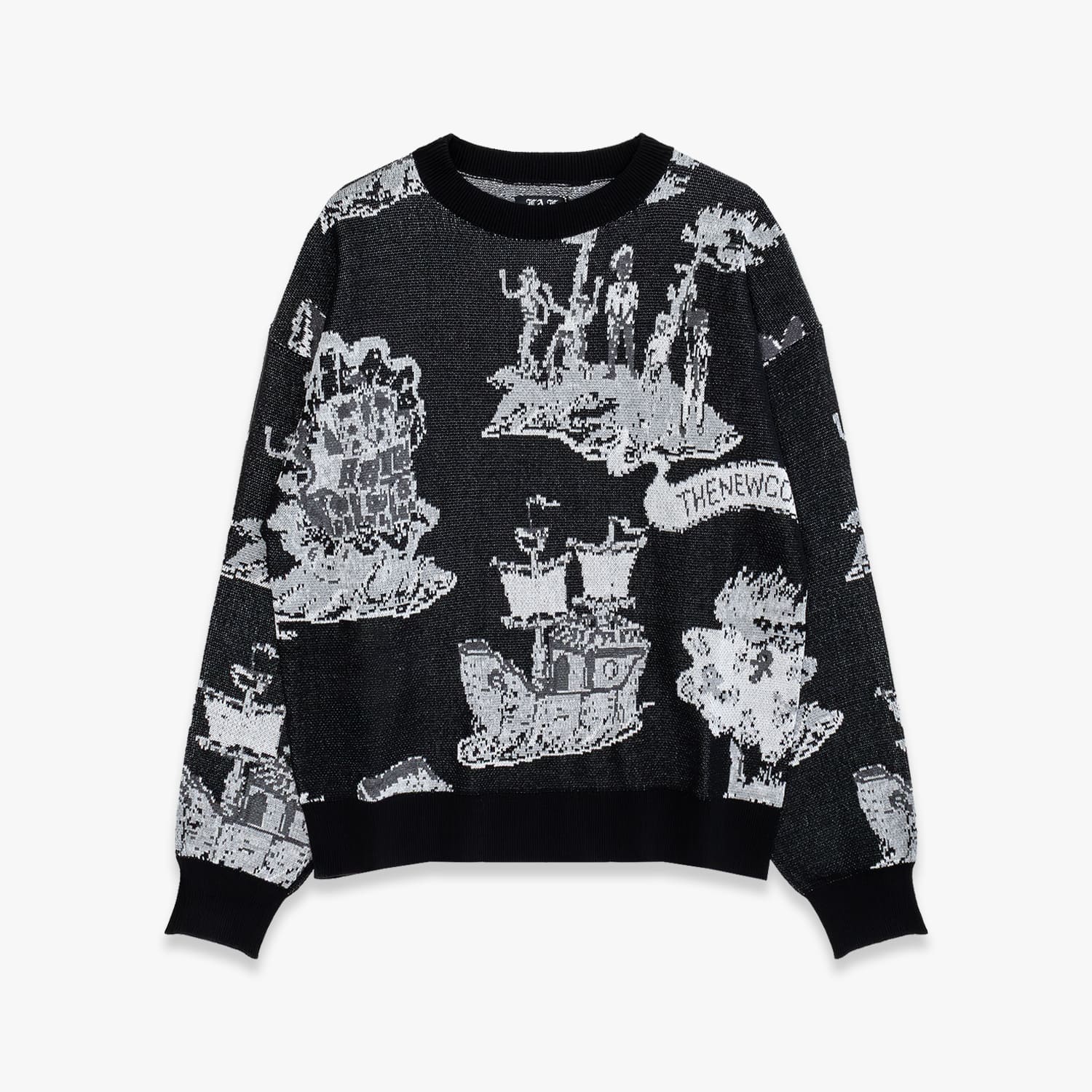 【楽天市場】FAKE AS FLOWERS FAF | NEWCOMMUNE ISLAND JAQUARD KNIT (BLACK) ニット ...
