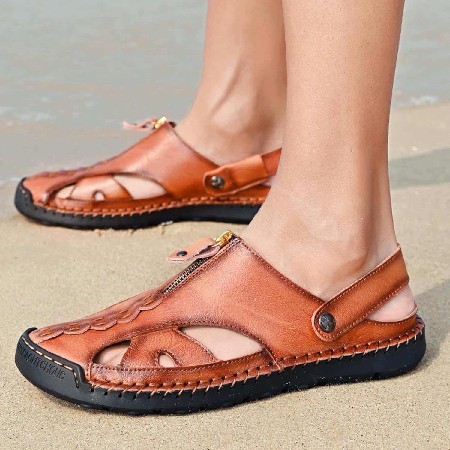 【楽天市場】大きいサイズ サンダル バックストラップ 2way ジッパー付き 透かし彫り ステッチ 外履きスリッパ ビーチサンダル メンズ 軽量 夏 海水浴 履きやすい デイリー：UNIIS通販