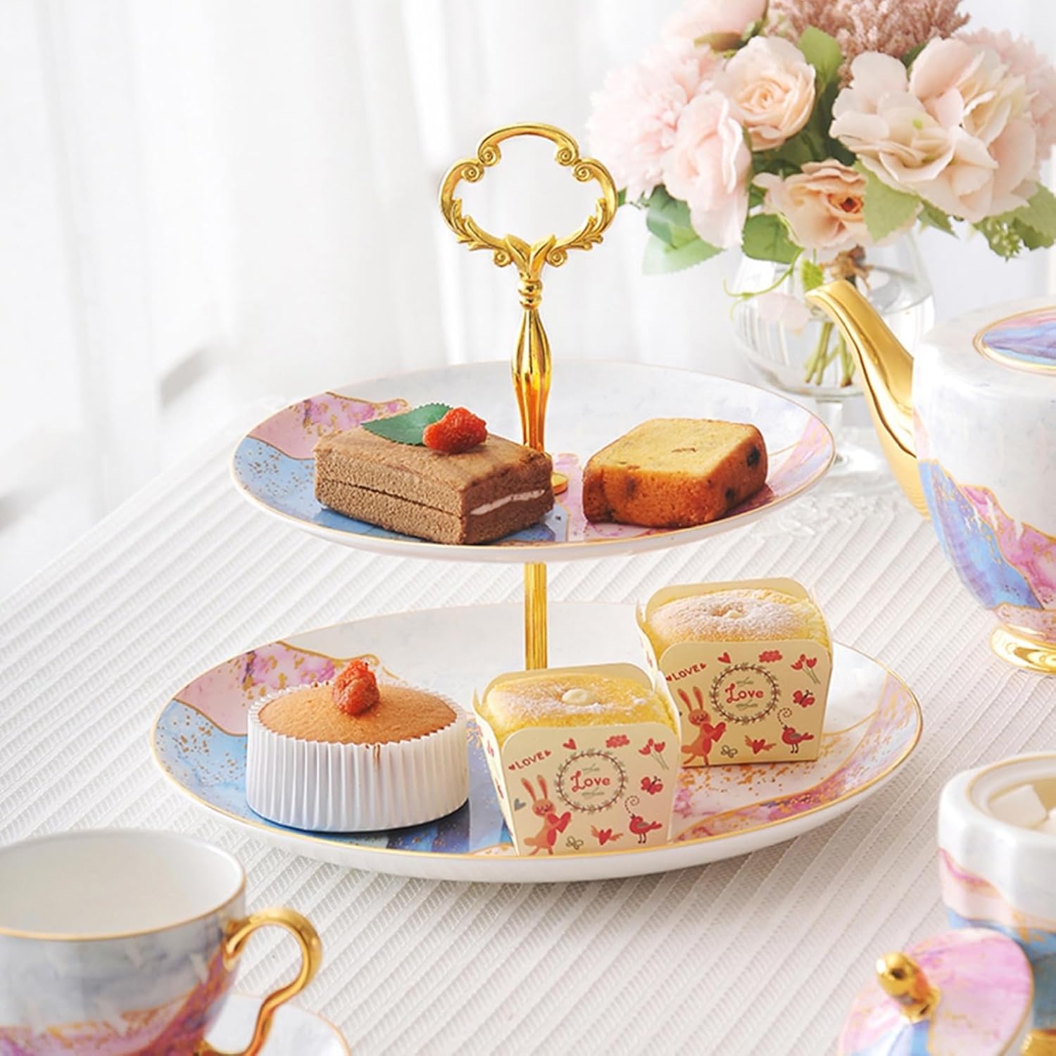 【楽天市場】ケーキスタンド 2段 3段 セラミック製 円形 赤絵 おしゃれ アフタヌーンティー デザートスタンド 欧風 テーブルコーディネート コンパクト ディスプレイ 陳列台 撮影：UNIIS通販