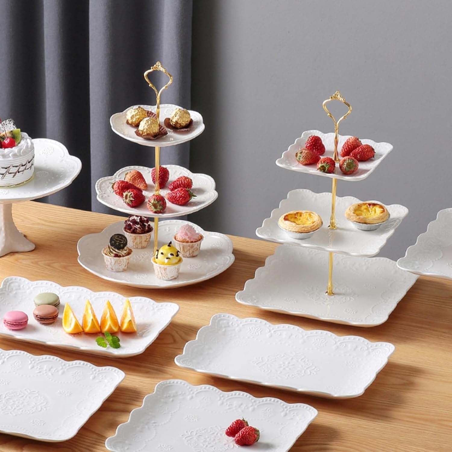 【楽天市場】ケーキスタンド 2段 3段 セラミック おしゃれ 花柄 アフタヌーンティー パーティー 収納 食器 果物 お菓子 ディスプレイスタンド：UNIIS通販