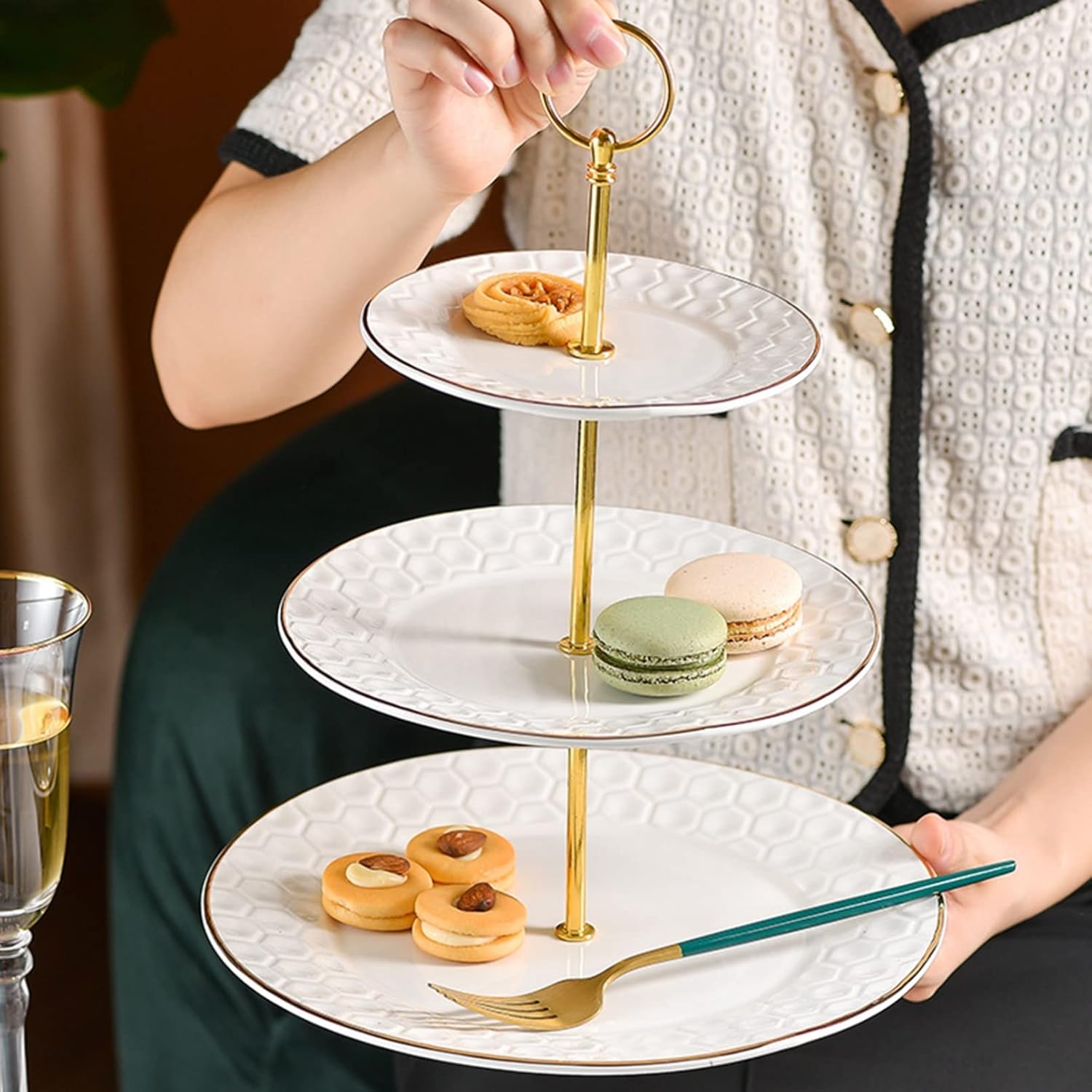 【楽天市場】セラミック製デザートスタンド 円形 3層/2層 アフタヌーンティー パーティー 誕生日 ケーキ 陳列台 トレイ 収納 お菓子 飾り付け おしゃれ 耐熱皿 宴会テーブル用：UNIIS通販