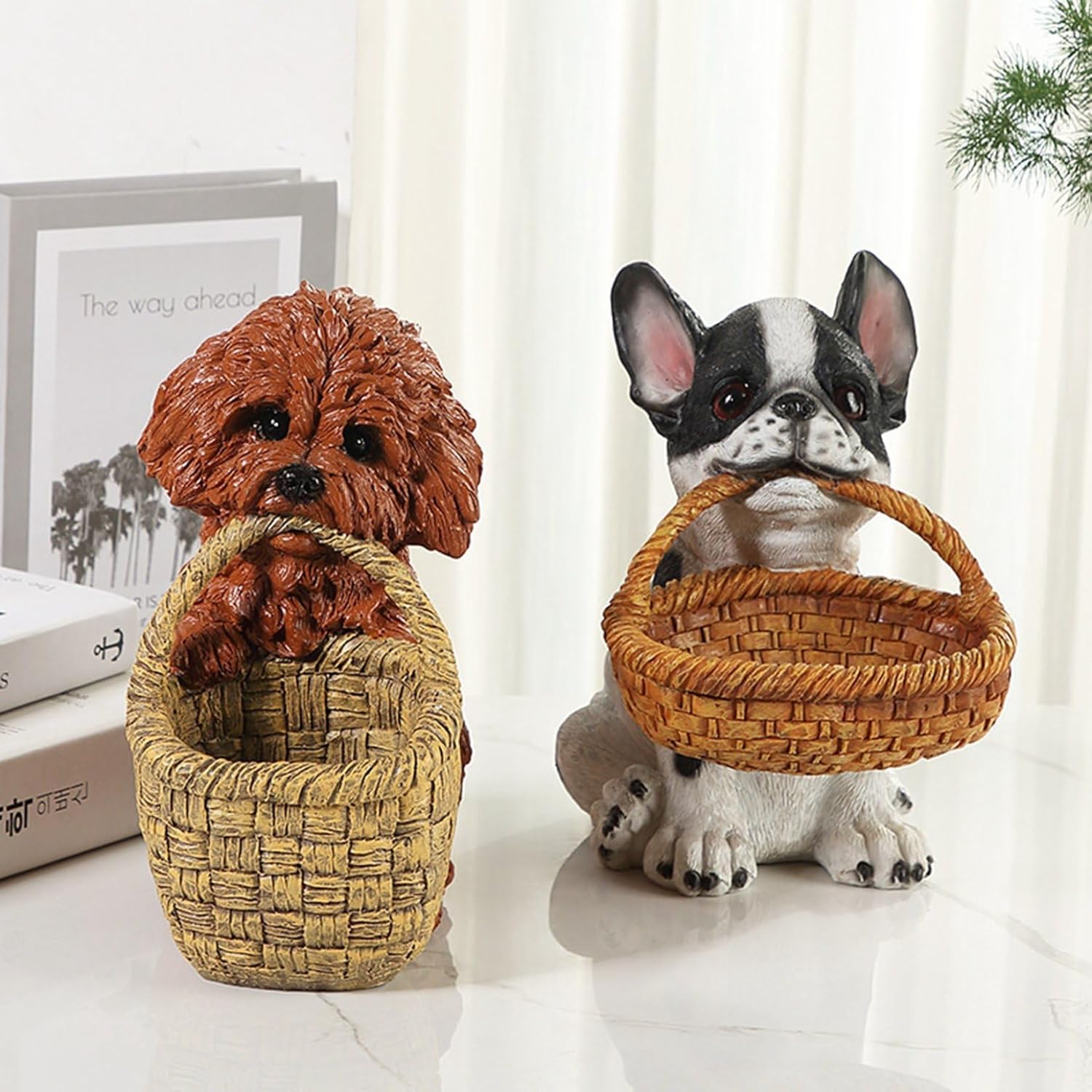 【楽天市場】犬の置物 玄関収納 小物収納 かわいい おしゃれ 樹脂製 バスケット収納 鍵置き 腕時計置き リモコン収納 彫刻装飾 動物像 インテリア 誕生日プレゼント 新築祝い テディドッグ ...