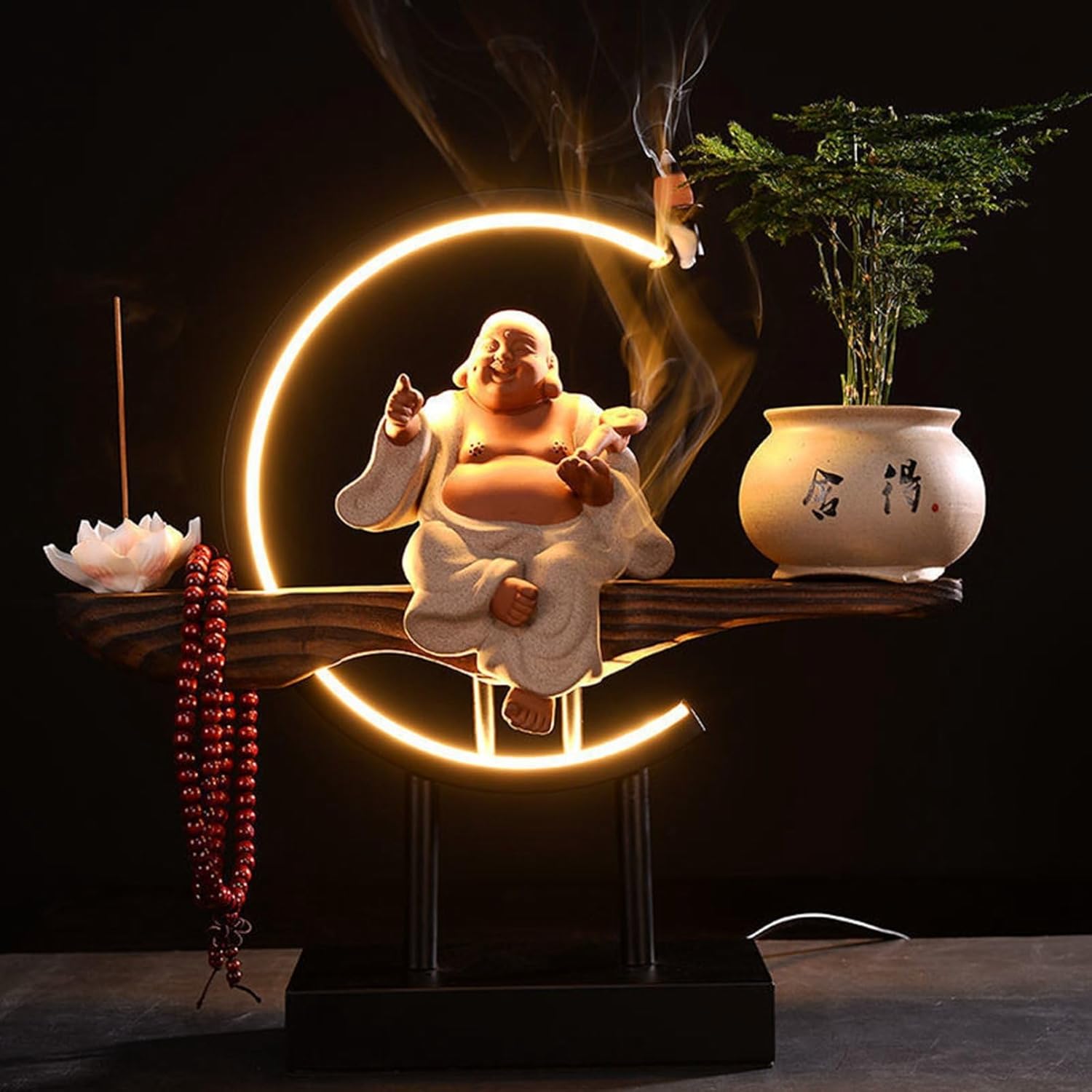 【楽天市場】お香100粒付き LEDランプ 倒流香炉 弥勒 仏像 セラミック 香炉 香具 お香立て 香道 癒し 室内 リビング 書斎 ヨガ インテリア 装飾 瞑想 睡眠 開運 招財 金運アップ ...