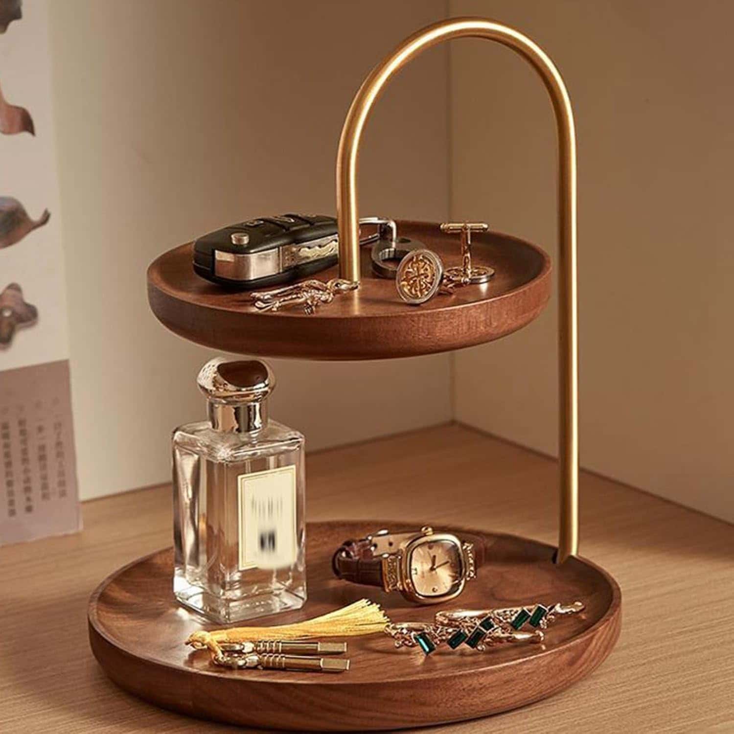 【楽天市場】木製キー収納トレイ 玄関収納 鍵スタンド 腕時計置き カード置き 卓上小物収納 多機能置物棚 香水収納ケース 化粧品オーガナイザー アクセサリートレイ インテリア雑貨 母の日 新築 ...
