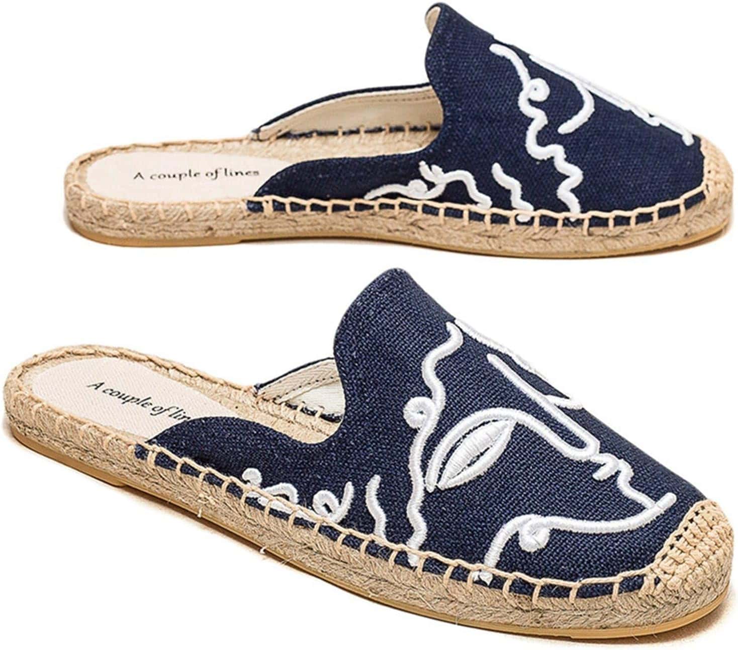 【楽天市場】エスパドリーユシューズ ジュート底 レディース 綿麻 ミュール スリッパ 通気性 防滑 低反発 足長効果 刺繍付き 自宅用 外出用：UNIIS通販