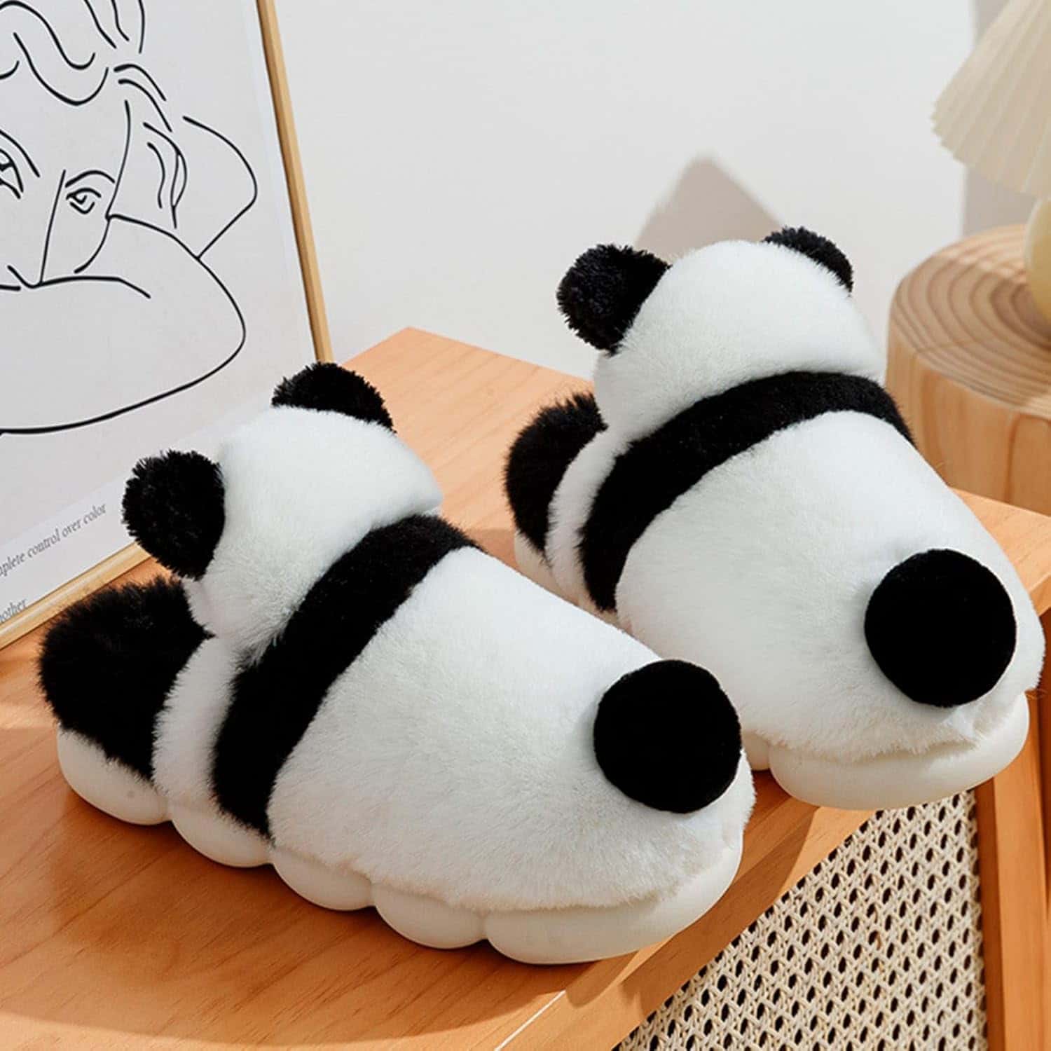 【楽天市場】パンダ スリッパ ファー ルーム スリッパ ユニセックス 可愛い カップルスリッパ 防滑 あったか 誕生日 ギフト 秋冬用：UNIIS通販