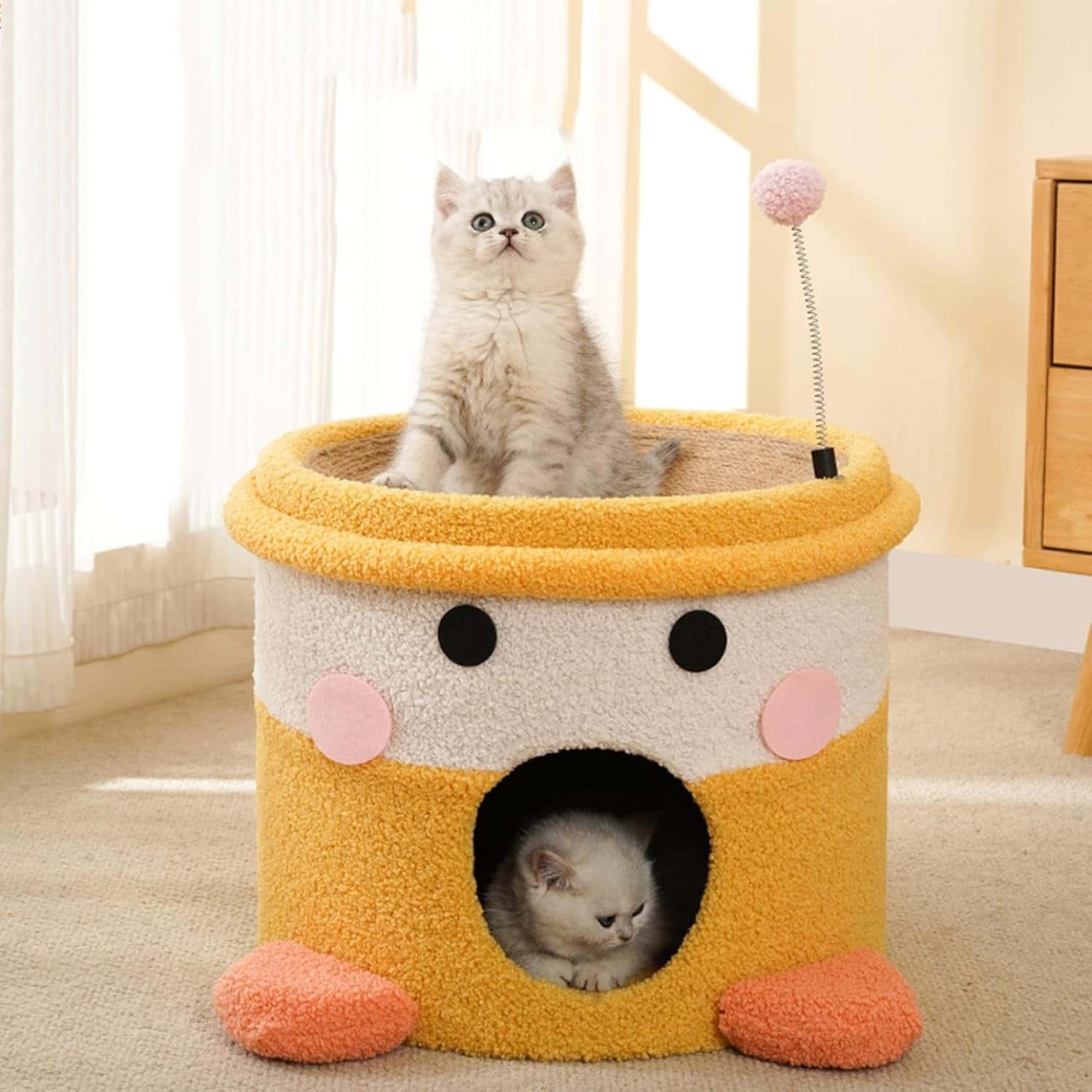 【楽天市場】柴犬デザインダック円柱形ペットハウス おもちゃ付 爪とぎベッド 滑りにくい 室内用 耐噛み保温防寒 キャット・小型犬用 天然ザイザル麻 肌触り良い 猫の洞窟小屋：UNIIS通販