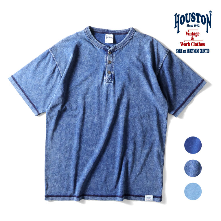【楽天市場】HOUSTON / ヒューストン 22287 INDIGO H/N TEE / インディゴヘンリーネック半袖Tシャツ -全3色 ...