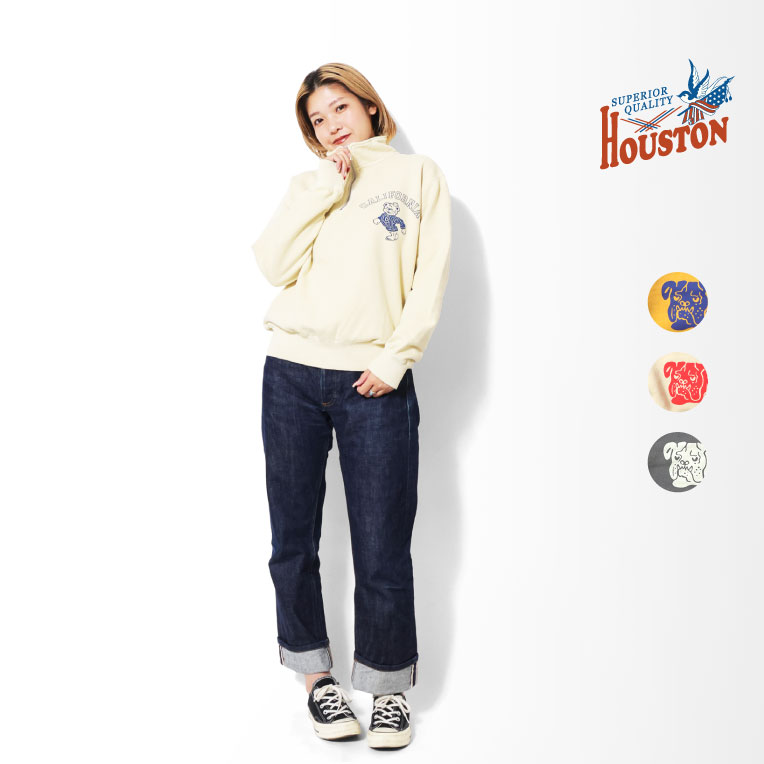 【楽天市場】HOUSTON woman / ヒューストン ウーマン 2032W PIGMENT PRINT HALF ZIP SWEAT ...