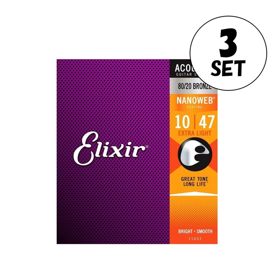 【楽天市場】Elixir アコースティックギター弦 NANOWEB 80/20ブロンズ Extra Light .010-.047#11002 ...