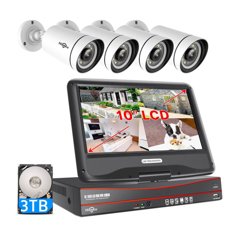 【楽天市場】【楽天スーパーSALE】【500万画素?POE有線接続】Hiseeu防犯カメラ poe給電 屋外 有線 監視カメラ 4台セット 10インチモニター付き SOV-SFPK-10V ...