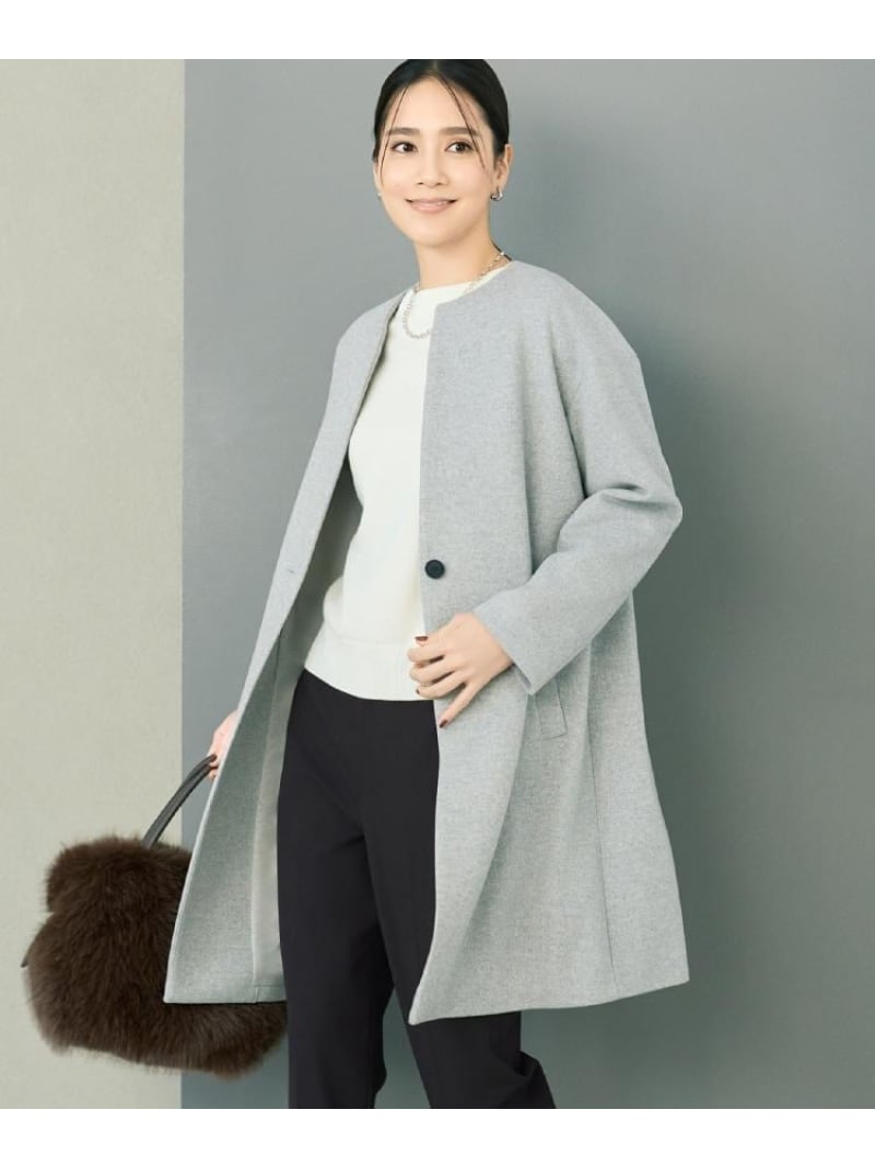 楽天市場】【日本製／モヘヤ混／ヒップ丈】ノーカラーコート／クード