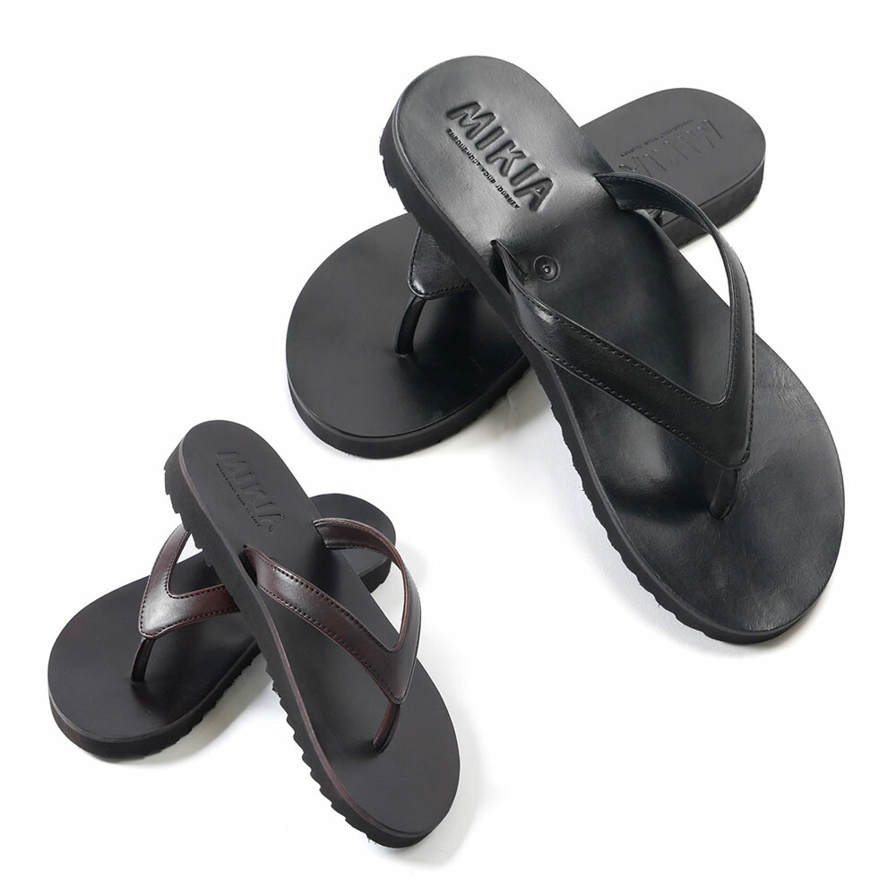 【楽天市場】MIKIA ミキア メンズ クロスレザー サンダル トング 本革 シンプル ブラウン ブラック 3181-02 国内正規品：un ...