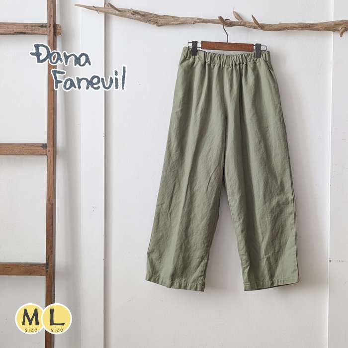 【楽天市場】DANAFANEUIL ダナファヌル カーキワイドパンツ レディース 綿100% ロング丈 ワイドシルエット 総ゴム ウエスト紐調節 ポケット付き しっかり生地 カジュアル 春 夏 ...