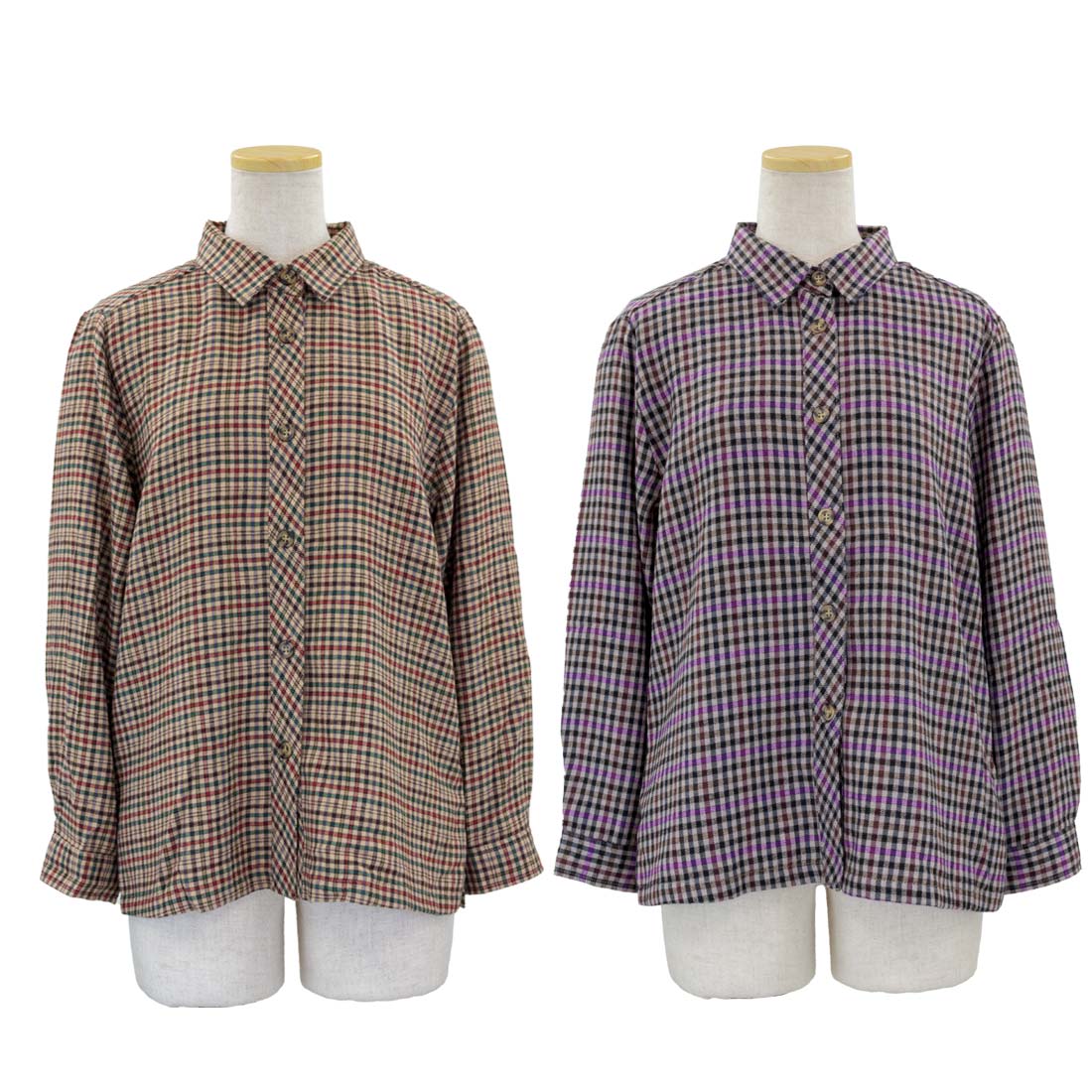 楽天市場】尾州織グレンチェック柄ブラウス レディース 婦人 ミセス