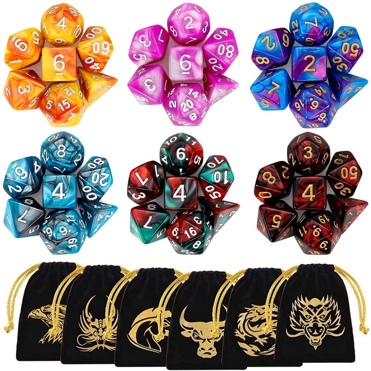 【楽天市場】DND Dice, 42 Pieces Dungeons and Dragons Dice with Gold Patten ...