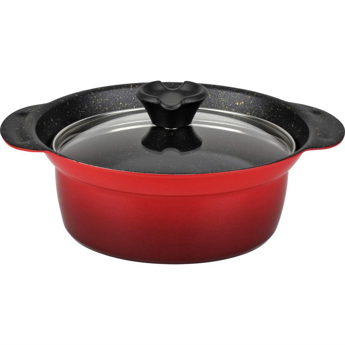 【楽天市場】和平フレイズ 土鍋より軽くて丈夫 マーブルコート 卓上鍋 16cm 5号サイズ 1人用 IH・ガス対応 ガラス蓋付 紅丈膳 RB-1672：URC