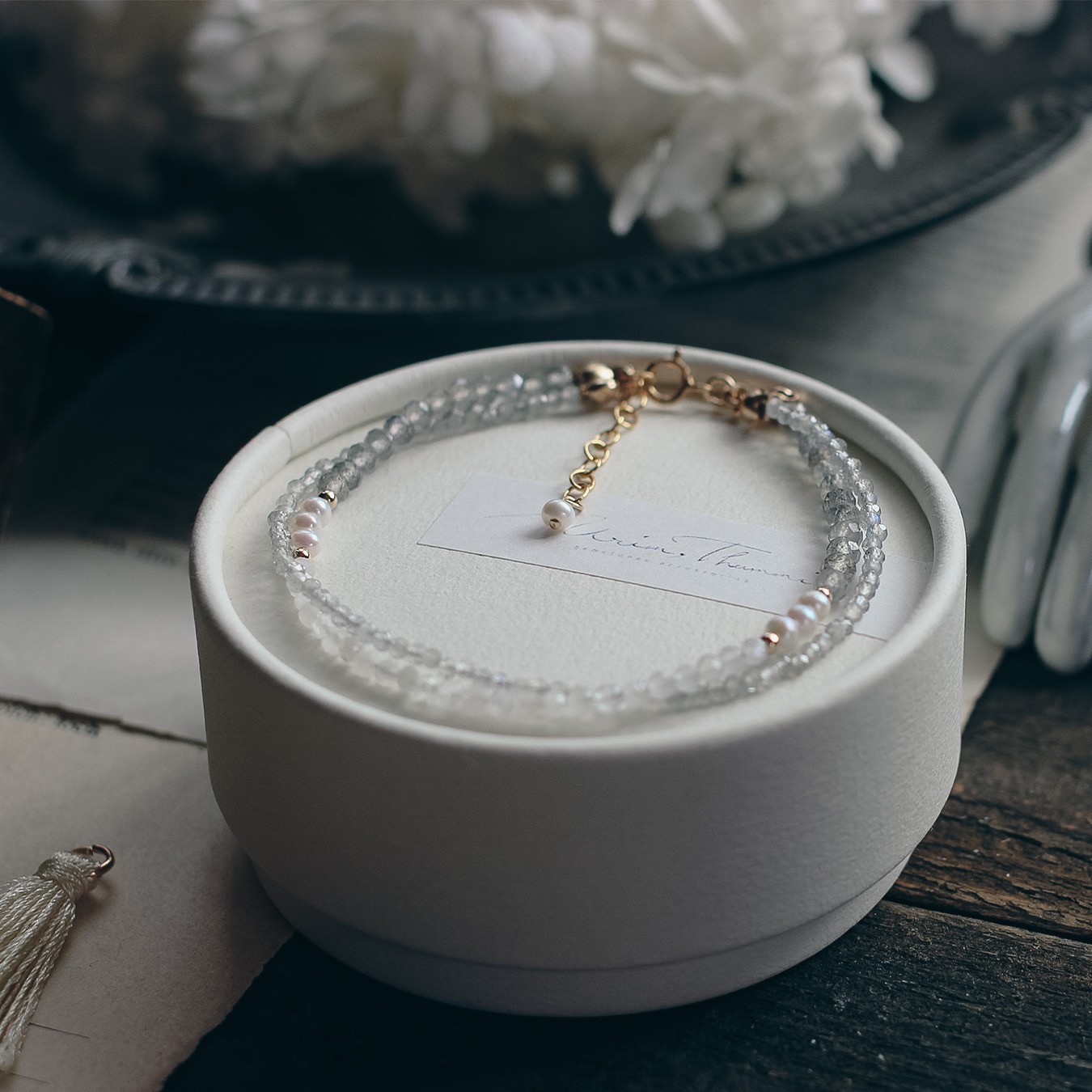 【楽天市場】14KGF・ラブラドライト・レインボームーンストーン・2連ブレスレット・6月誕生石・淡水パール・ゴールドフィルド：Urim Thummim