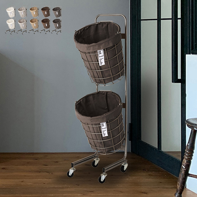 【楽天市場】\レビュー特典あり／BRID ランドリーラウンドバスケット ダブル 25L×2段 キャスター付き 003328[ランドリーバスケット スリム おしゃれ 筒型 バスケット 収納 2段 ...