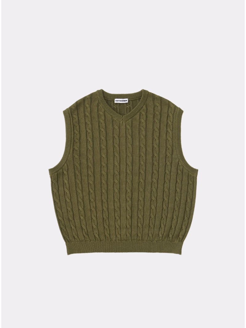 【楽天市場】LINEN CABLE KNIT VEST SOFTHYPHEN ソフトハイフン トップス ニット グリーン ホワイト【送料無料 ...