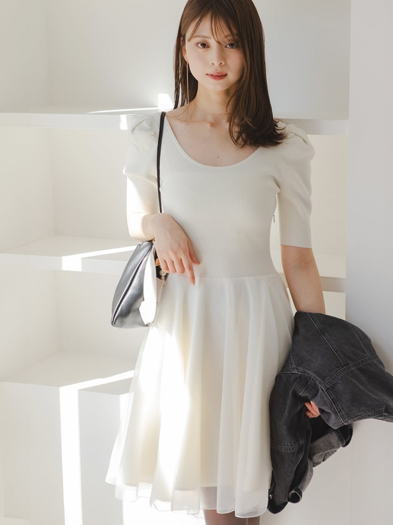 【楽天市場】【Chacott】ミニワンピース SNIDEL スナイデル ワンピース・ドレス ワンピース ホワイト グレー ピンク【送料無料】[Rakuten Fashion ...