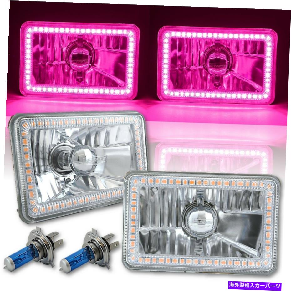 【楽天市場】USヘッドライト 4×6ピンクSMD LEDハローエンジェルアイヘッドライトヘッドランプ60Wハロゲン電球ペア 4X6 Pink ...