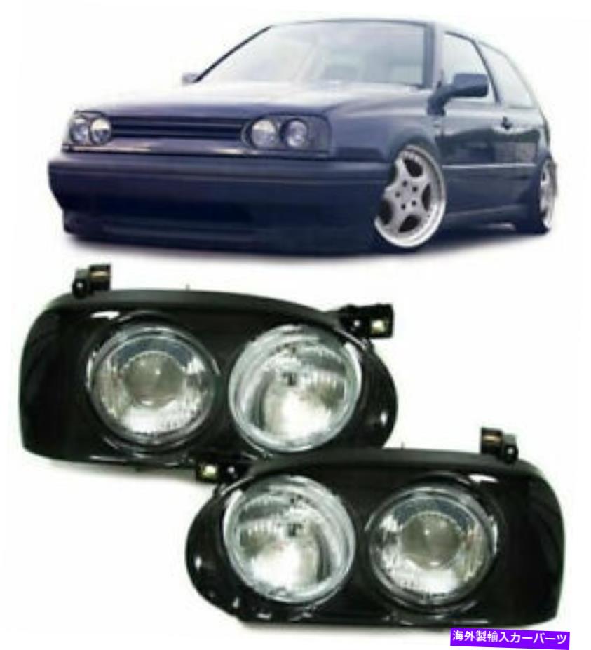 【楽天市場】USヘッドライト VWゴルフMK3黒の背景クワッドツインヘッドライト1991-1997モデル VW GOLF MK3 BLACK ...