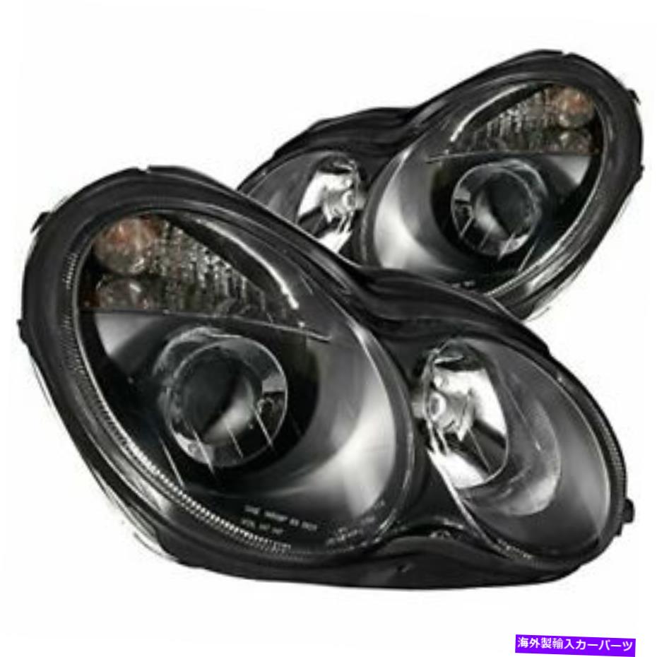 【楽天市場】USヘッドライト 01-07メルセデスベンツCクラスW203プロジェクターヘッドライトブラック ANZO (121079) for ...