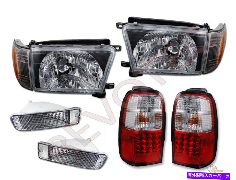【楽天市場】USヘッドライト 96-98トヨタ4Runnerのための黒いヘッドライトコーナーバンパー＆レッドLEDテールライト Black ...