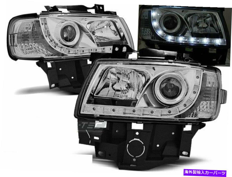【楽天市場】USヘッドライト Headlights LED DRL Look VW T4 1996-2003バスの日光Chrome ...