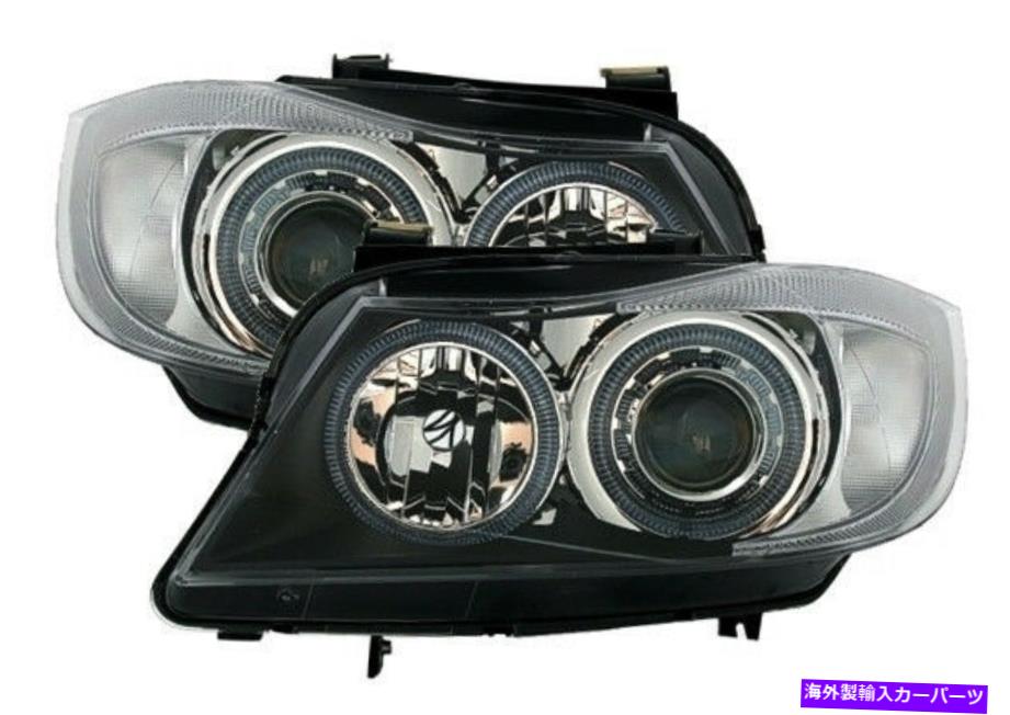 【楽天市場】USヘッドライト Angel Headlights 3er BMW E90 E91 Limo Wagon Black Clear ...