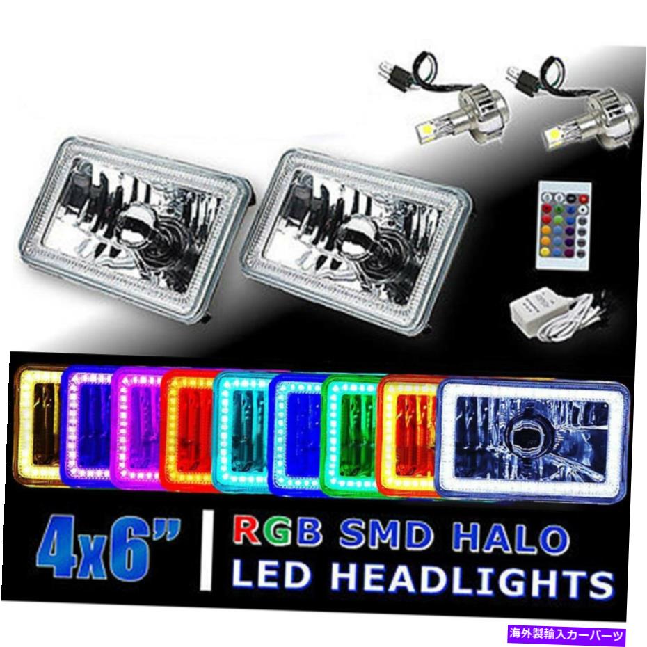 【楽天市場】USヘッドライト 4x6 "IR色の変更RGB SMD Halo Angelの目のヘッドライト24W 6K LEDの電球のペア ...