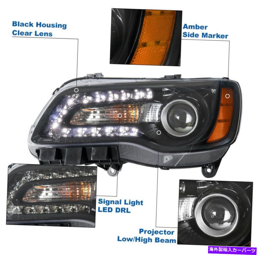 【楽天市場】USヘッドライト 2011-2014 Chrysler 300 LED DRLプロジェクターヘッドライトブラックドライバーLH左側 For 2011-2014 Chrysler ...
