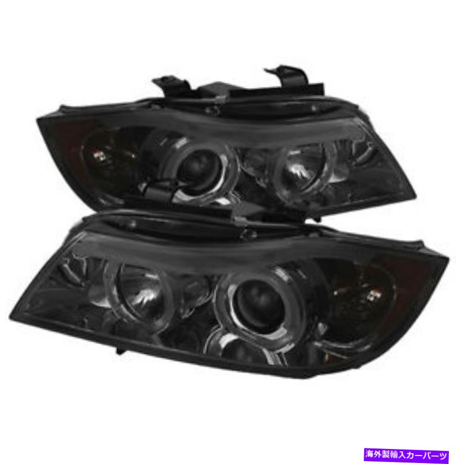 【楽天市場】USヘッドライト BMW 06-08 E90 3シリーズ4DRセダンスモークデュアルハロープロジェクターヘッドライトランプペア ...