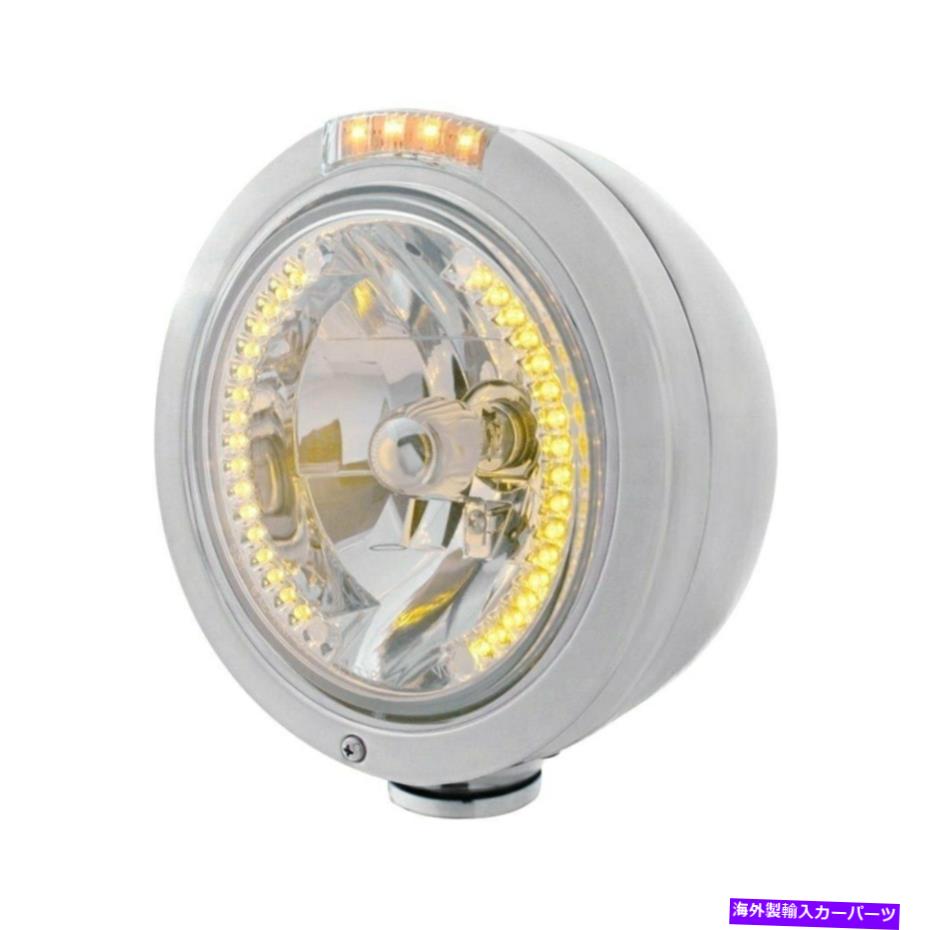 【楽天市場】USヘッドライト ヘッドライト7 "ラウンドクロムクラシックスタイル" BULLET "クリスタルヘッドライトW琥珀色LED ...