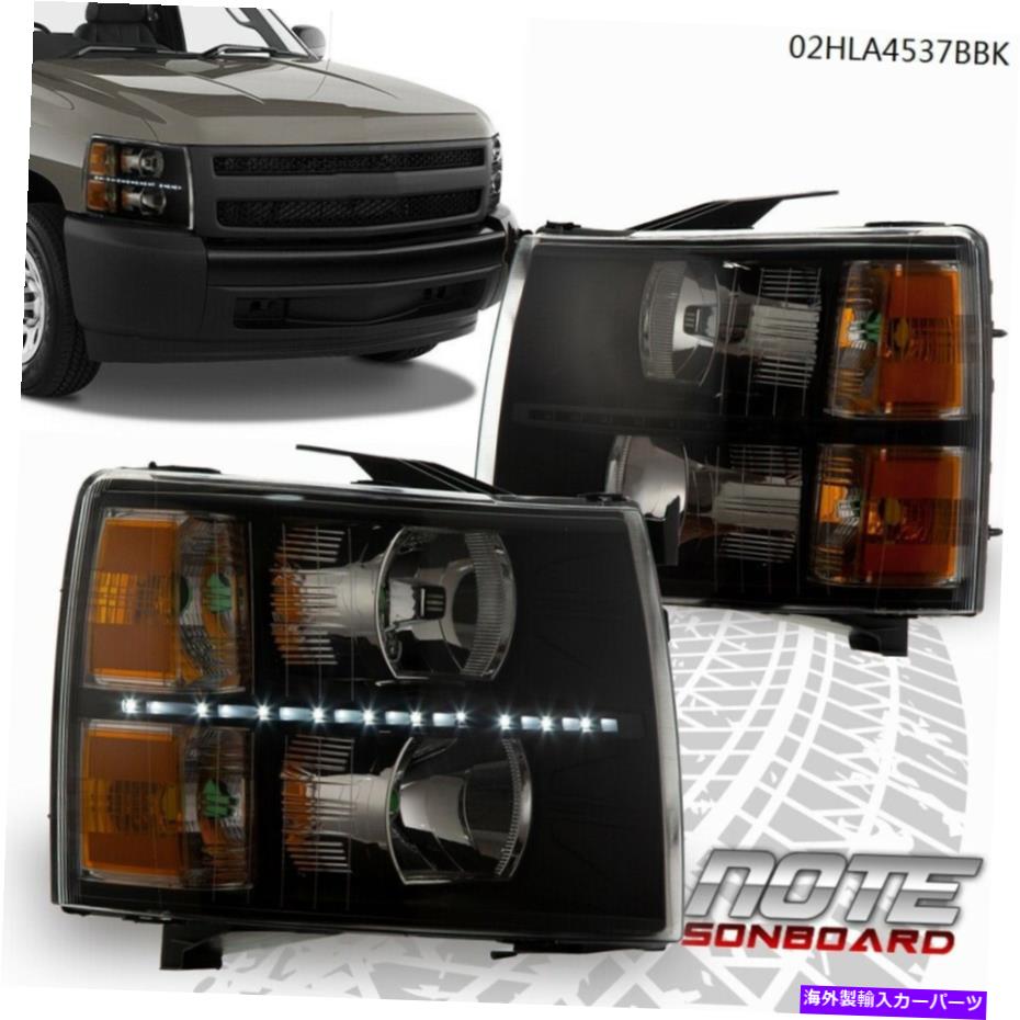 【楽天市場】USヘッドライト クリアレンズアンバーコーナー[LED DRLストリップ] 2007-2014 Chevy Silverado ...