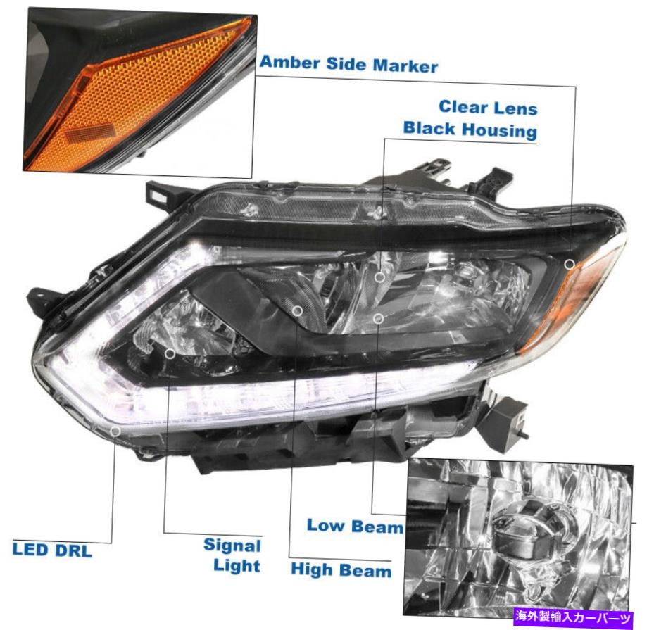 【楽天市場】USヘッドライト 14 15 16ローグLEDチューブハロゲンヘッドライトヘッドランプランプブラック+ 10KキセノンHID ...